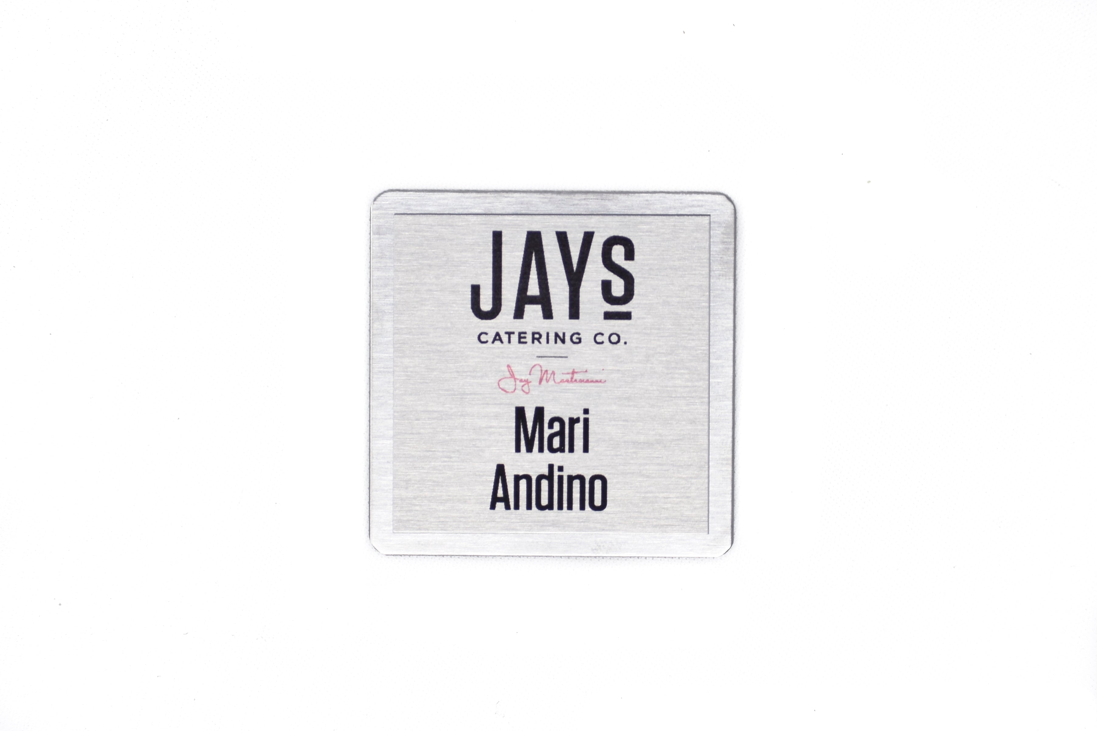 2" x 2" Square Stainless Steel backed Name Tag with Metal Face