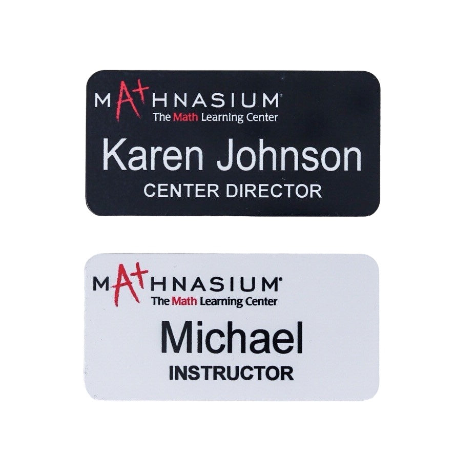 Mathnasium Glossy Aluminum Metal Name Tag with Magnet Backing